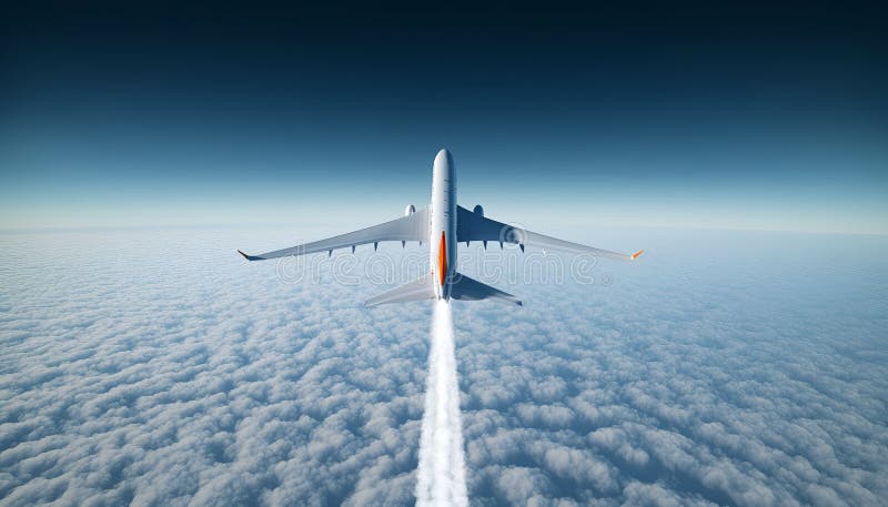 Airplane Soaring High in the Sky. Stock Photo - Image of vertical, view ...