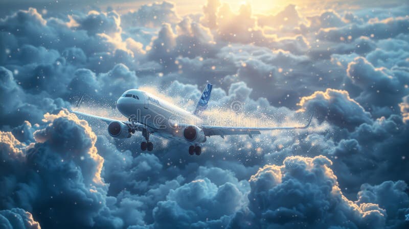 Airplane Soaring through Majestic Clouds - Generative AI Stock ...