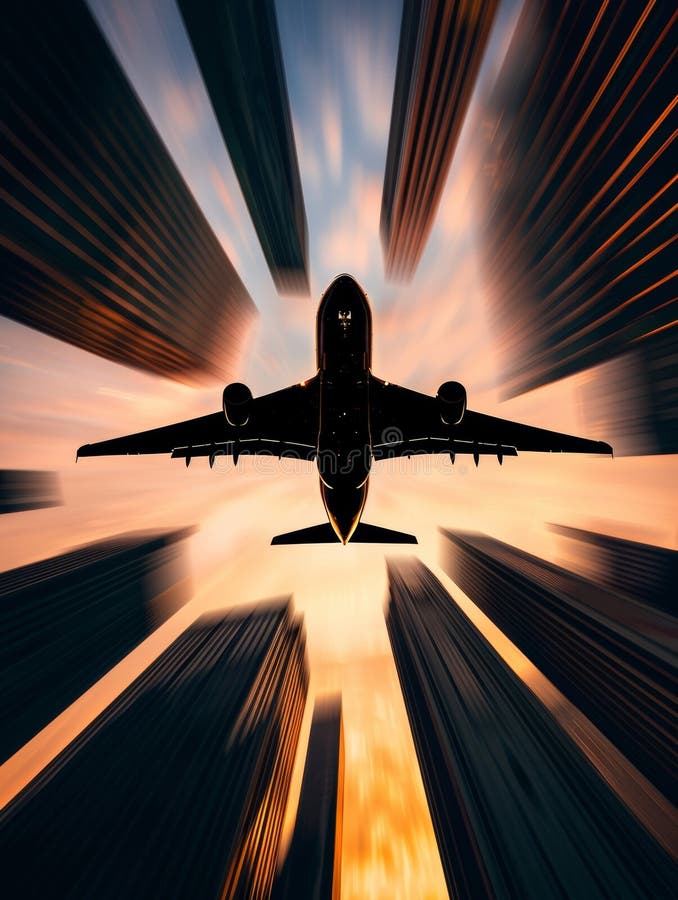 Airplane Soaring High in the Sky. Stock Photo - Image of vertical, view ...
