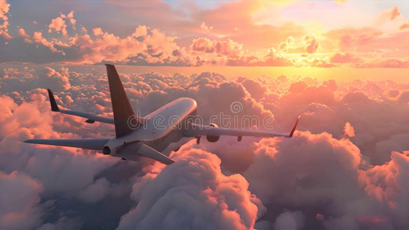 Airplane Soaring Through Sunset Sky Stock Footage Video Of Color