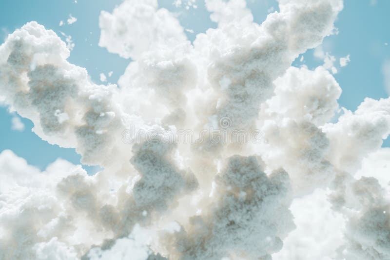 An Airplane Soaring through a Thick Cloud-filled Sky with Fluffy White ...