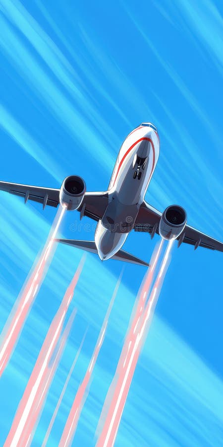 Airplane Soaring through a Vibrant Blue Sky with Dynamic Motion Blur ...