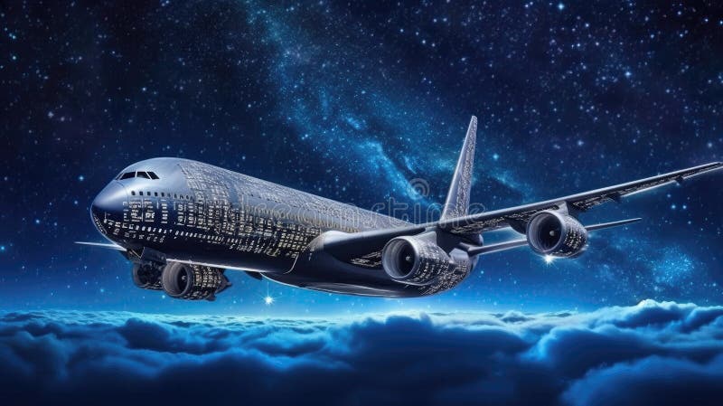 Airplane with a Starry Background Hd Cosmic Landscape. Generative AI ...