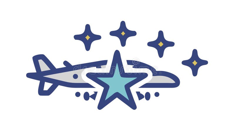 Airplane with Stars Icon: First Class Travel Excellence, Vector Design ...