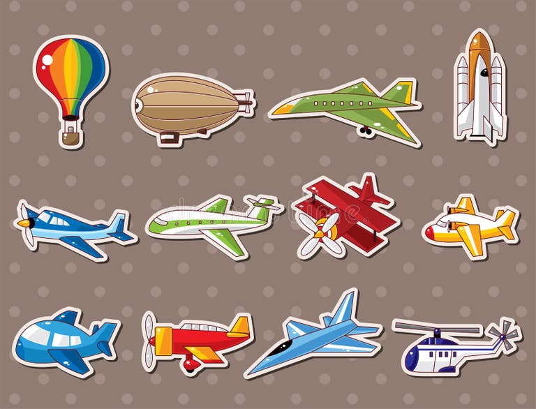 Airplane stickers stock vector. Illustration of background - 24617300