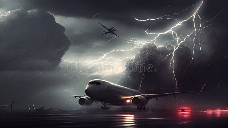 Airplane in Storm. Mixed Media. Mixed Media Stock Illustration ...