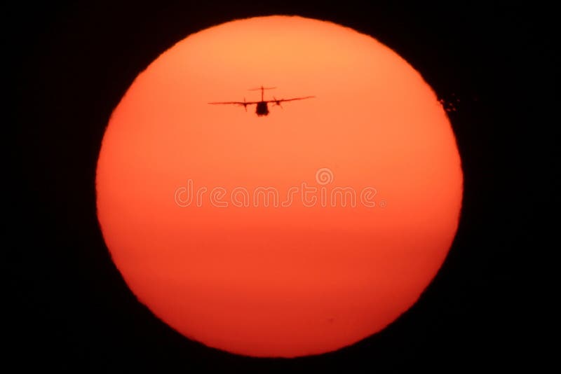 Airplane on the Sun stock image. Image of sunrise, flying - 4723159
