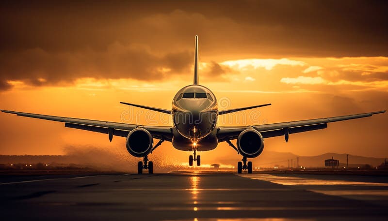 Airplane in the Sunset Airplane Landing at Sunset Airplane at Sunset ...