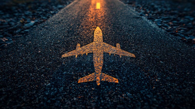 Airplane Symbol As Lane Marking or Road Marking on Road Stock Photo ...