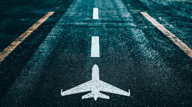 Airplane Symbol As Lane Marking or Road Marking on Road Stock Image ...