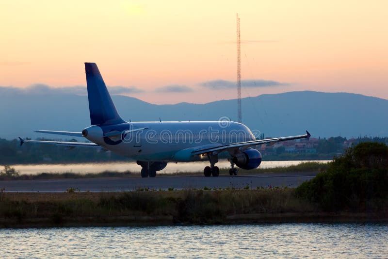 Airplane before take-off stock image. Image of corfu - 26803937