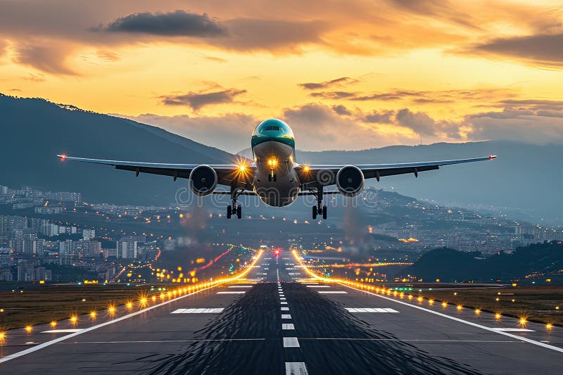 Airplane Take Off . AI Generative Stock Illustration - Illustration of ...