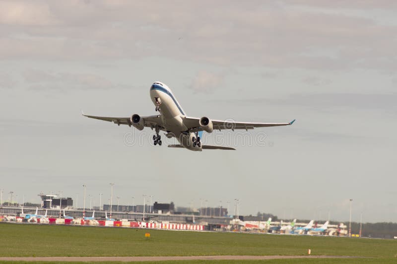 Airplane take off stock photo. Image of schiphol, holiday - 138568354