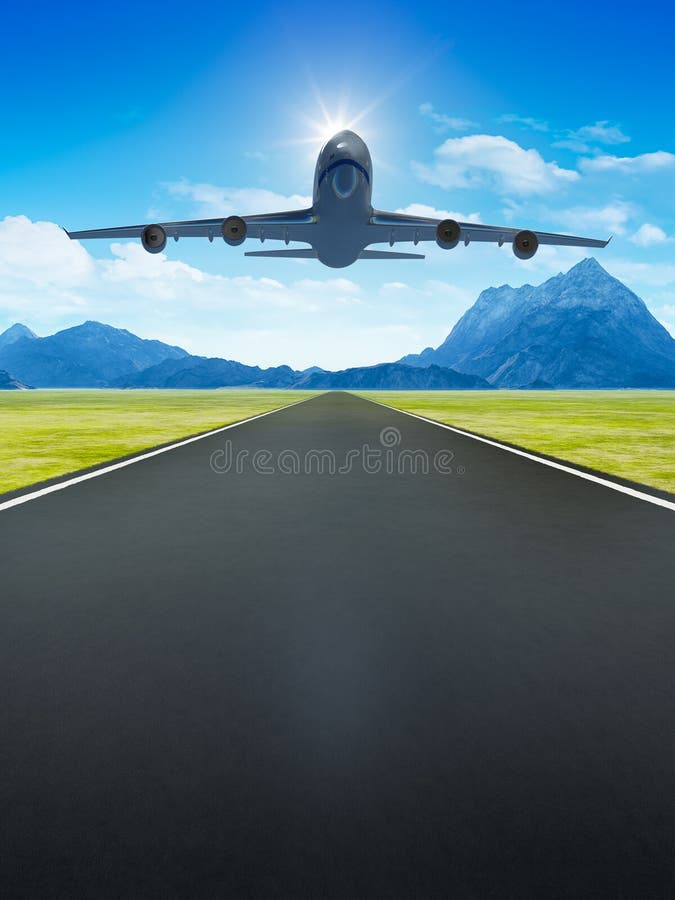 Airplane Take Off Flying Up from Earth Global Air Travel Concept ...