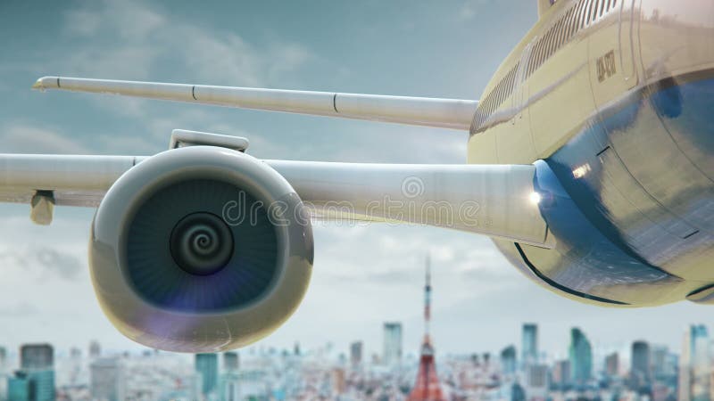 Tokyo. Airplane Landing, Take Off City Skyscraper Road Sign Stock ...