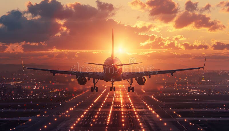 Airplane Taking Off from the Airport, Aircraft Take Off Against a ...