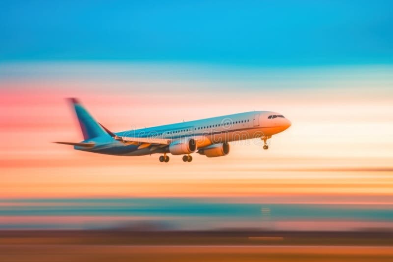 Airplane Taking Off from the Airport. Generative AI Stock Illustration ...