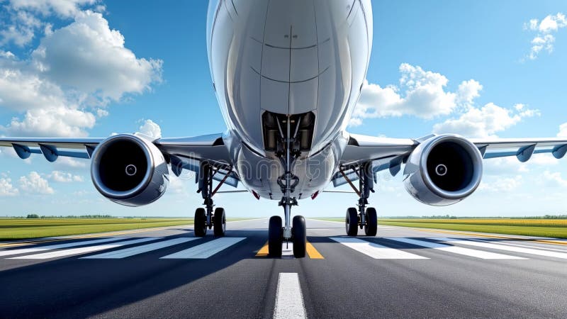 Airplane Taking Off on Clear Day Runway Stock Video - Video of dynamic ...