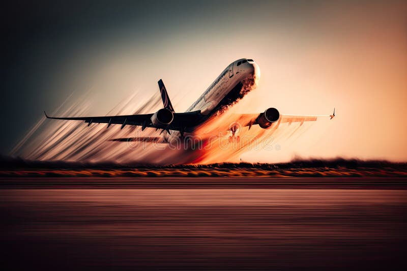 Airplane taking off stock illustration. Illustration of passenger ...