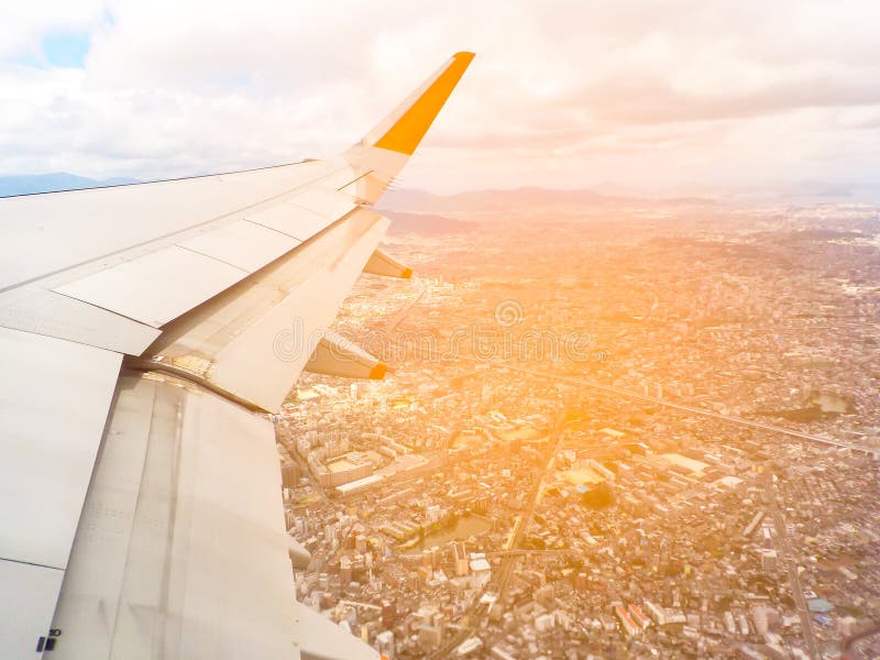 Airplane Wing Over Tokyo Tower Stock Image - Image of landscape, aerial ...