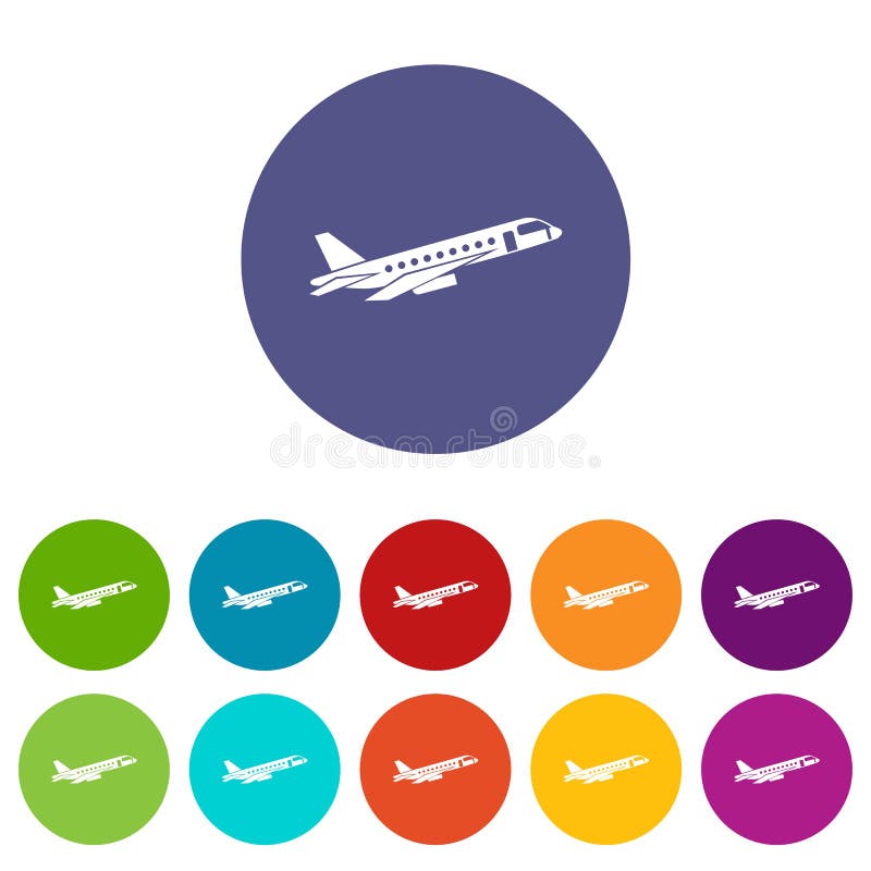 Airplane Taking Off Set Icons Stock Vector - Illustration of journey ...