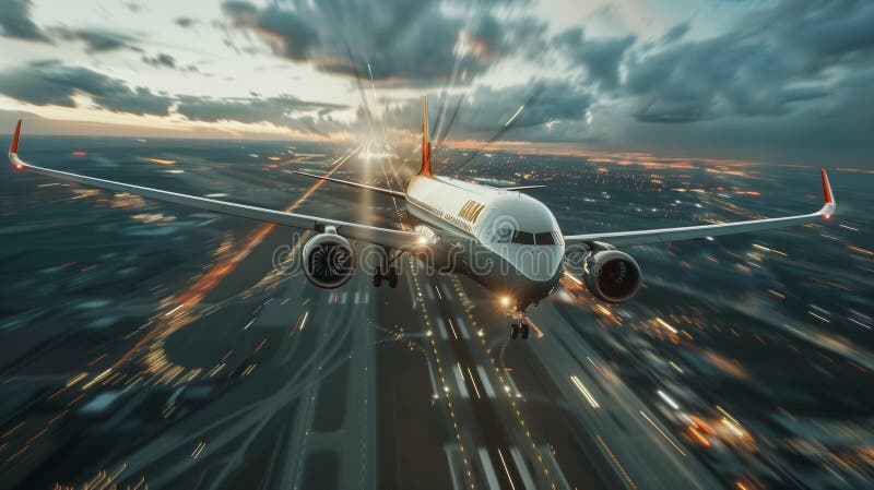Airplane Taking Off with Speed Effect: Flight Concept Stock Photo ...