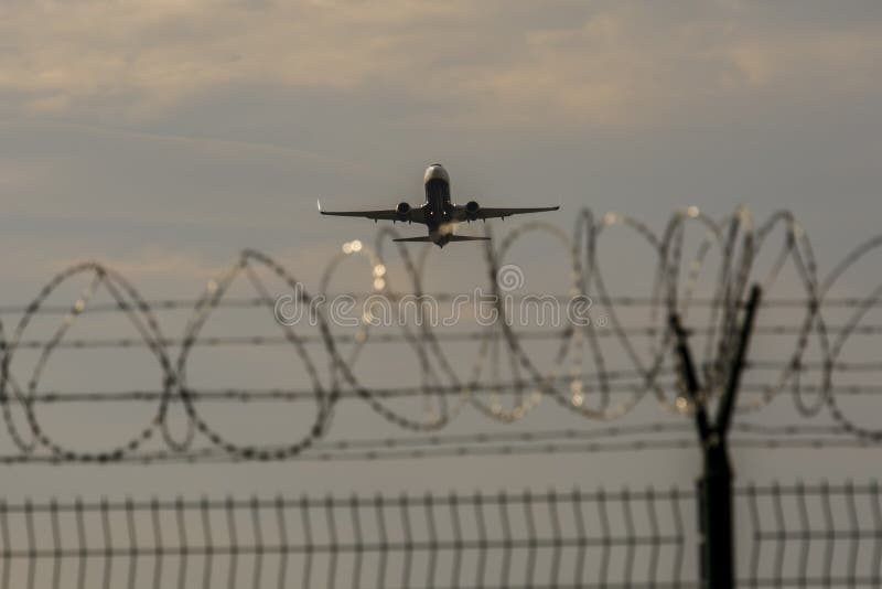 Airplane is Taking Off Under the Cloudy Sky Stock Image - Image of ...