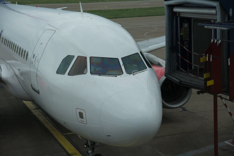 Airplane at the Terminal Gate in International Airport Stock Image ...