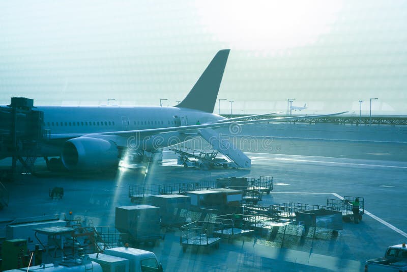 Airplane at the terminal stock image. Image of flying - 66168157