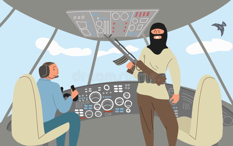 Airplane Terrorist Flat Composition Stock Vector - Illustration of ...