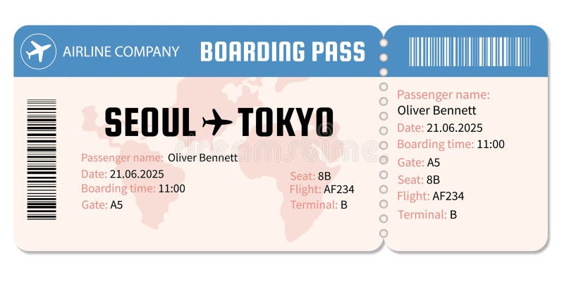 Airplane Ticket Design Template. Realistic Vector Illustration of ...