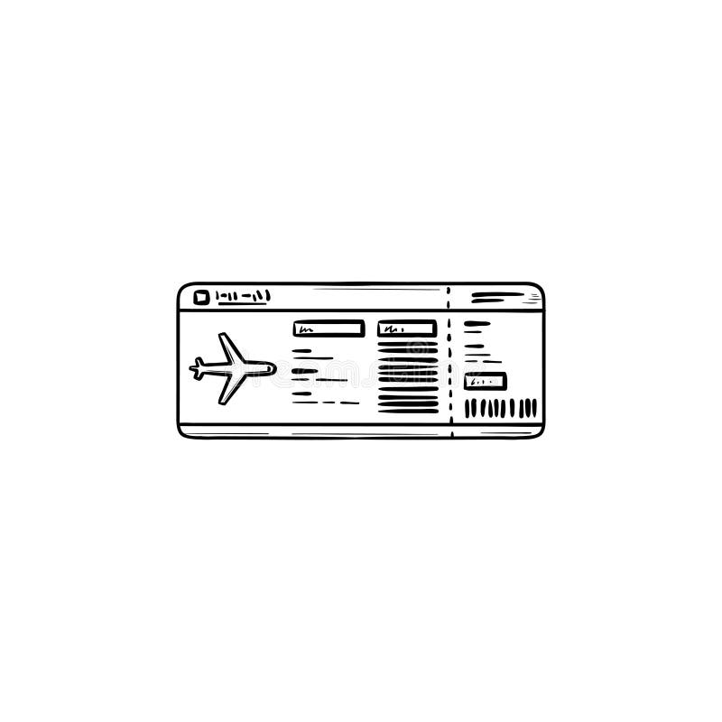 Airplane Ticket Hand Drawn Outline Doodle Icon Stock Vector