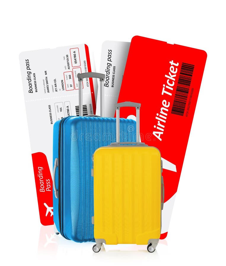 Airplane Tickets and Luggage Stock Photo - Image of flying, aboard ...