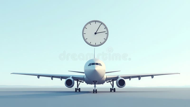 Airplane and Time Concept stock illustration. Illustration of schedule ...