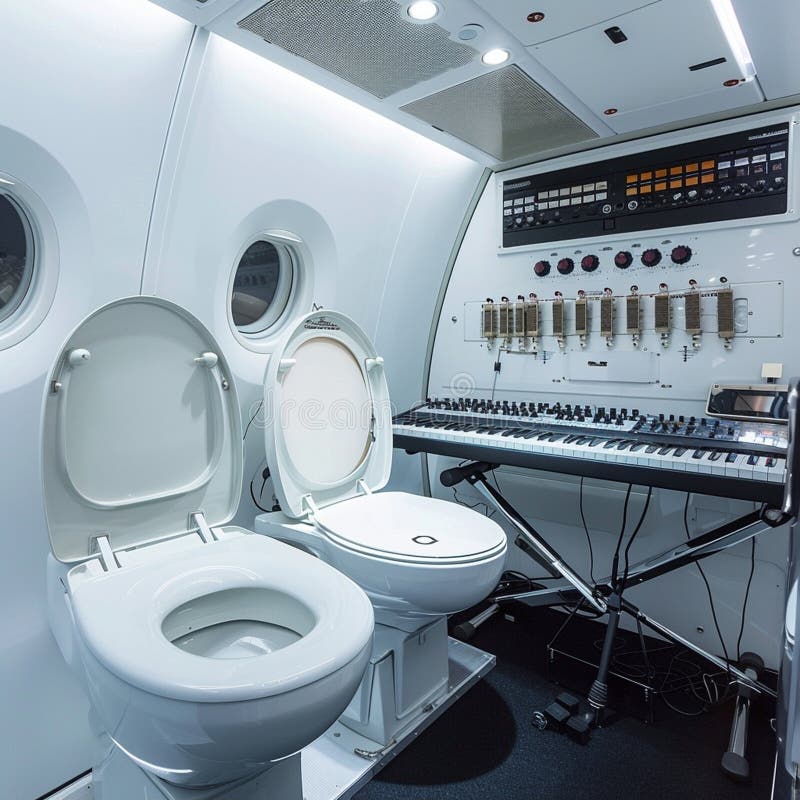 Airplane Toilet with Musical Instruments Stock Illustration ...