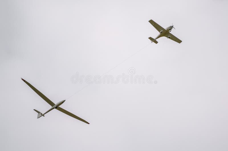 Airplane Towing a Glider on Tow-rope Stock Image - Image of aerobatic ...