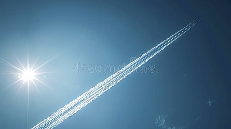 Airplane Tracks in the Air, Blue Sky Background, Plane Tracks in the ...