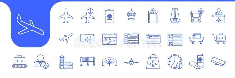 Airplane Transportation Line Icon Vector Designs Stock Illustration ...