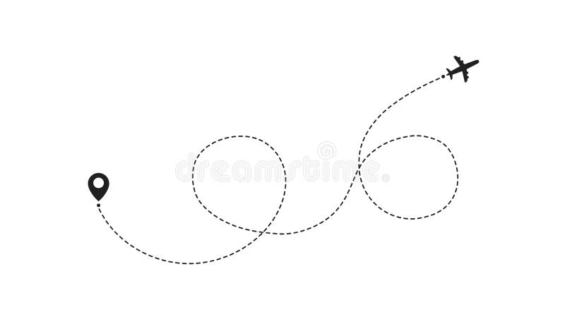 Airplane Travel Concept with Map Pins, GPS Points. Flight Start Point ...