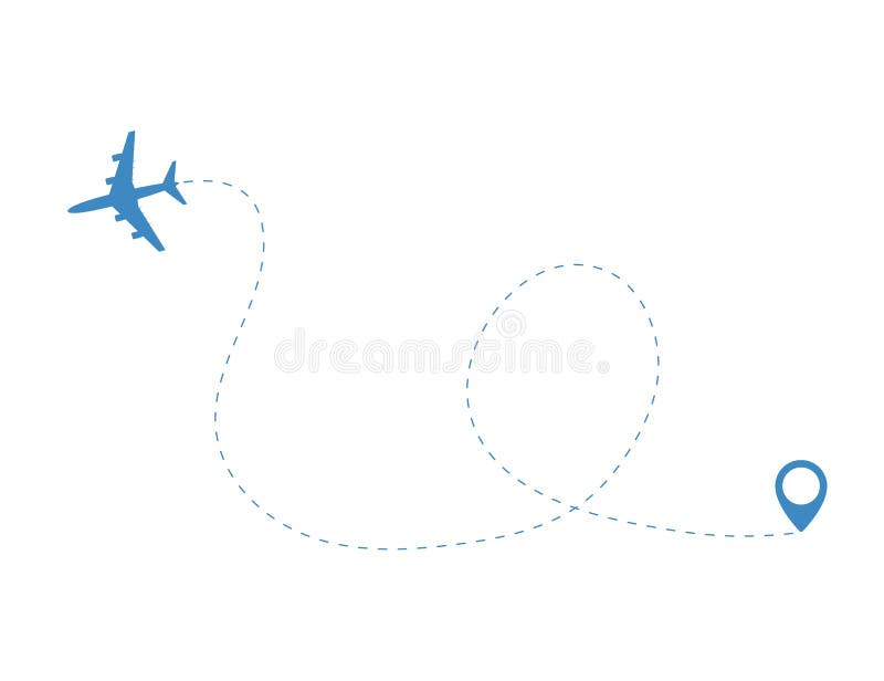 Airplane Travel Concept. Plane with Destinations Points and Dash Route ...