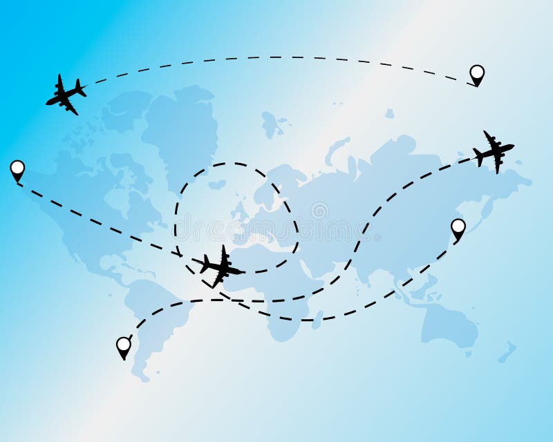 Airplane Travel Concept. Plane with Start Point and Route Line Stock ...