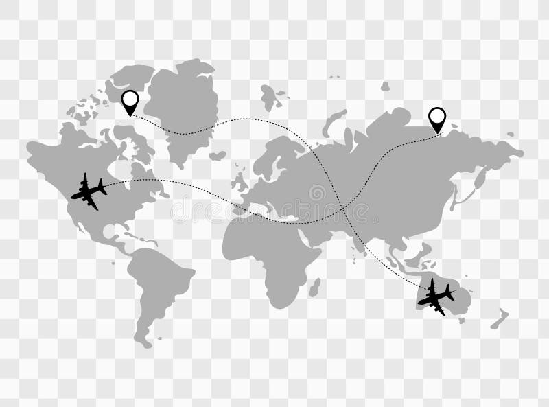 Airplane Travel Concept. Plane with Start Point and Route Line Stock ...
