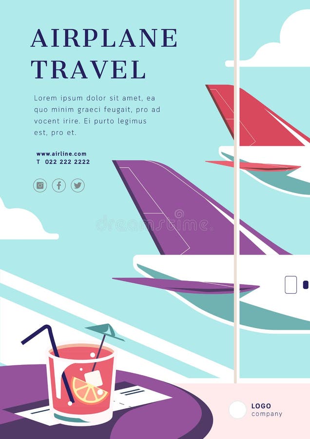 Airplane Travel Poster Layout Stock Vector - Illustration of adventure ...