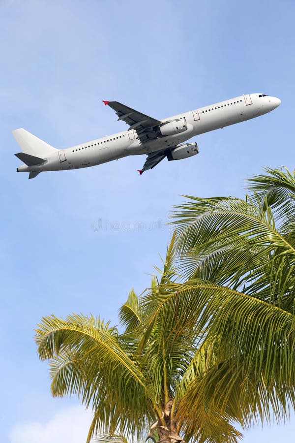 Airplane Traveling into Vacation during a Holiday Stock Image - Image ...