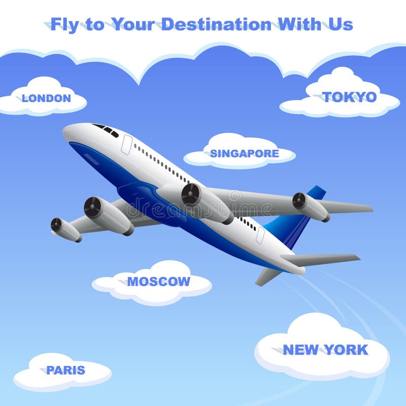 Airplane Travelling To Your Destination Stock Vector - Illustration of ...