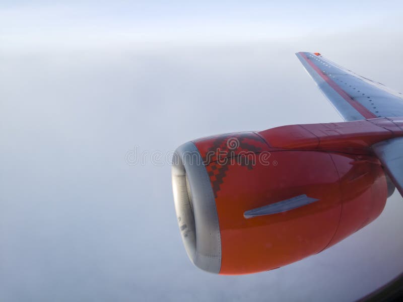 Airplane Turbine Inside View. Plane in the Clouds Stock Photo - Image ...