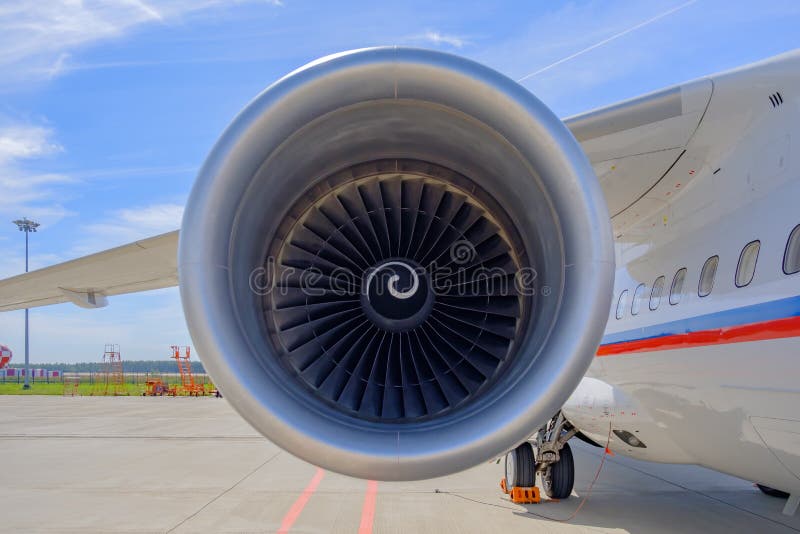 Airplane Turbine, Jet Engine of Passenger Aircraft Stock Image - Image ...