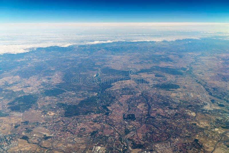 Airplane View of City and Horizon Stock Image - Image of clean, horizon ...