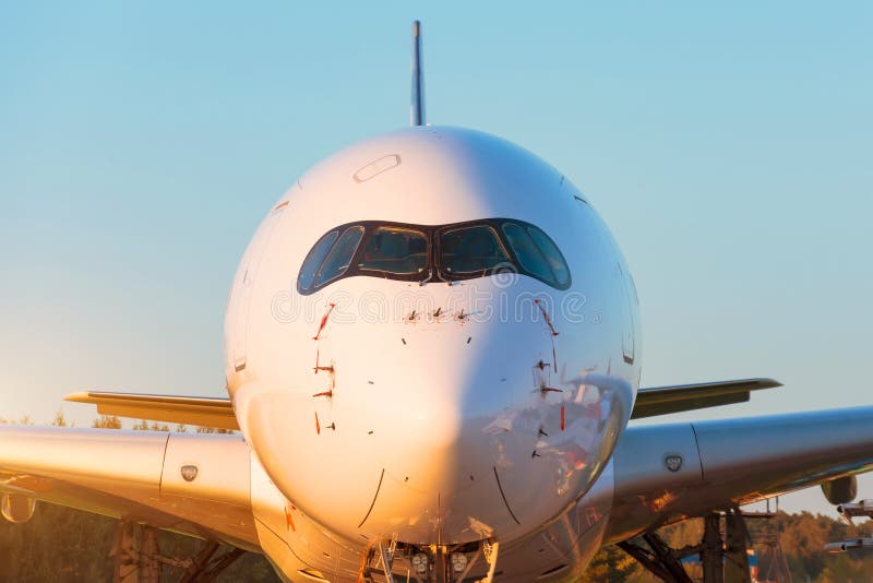 View of the Fuselage of the Aircraft and Many Windows, with Reflection ...