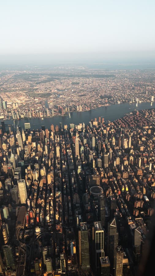 Airplane View of New York City. Stock Photo - Image of city, buildings ...
